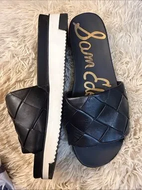 Sam Edelman | Shoes | Sam Edelman Black Woven Slide Sandals | Poshmark